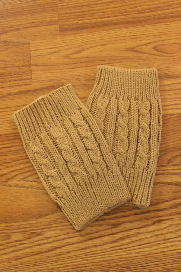 Cable Knit Boot Cuffs, Camel - Elise