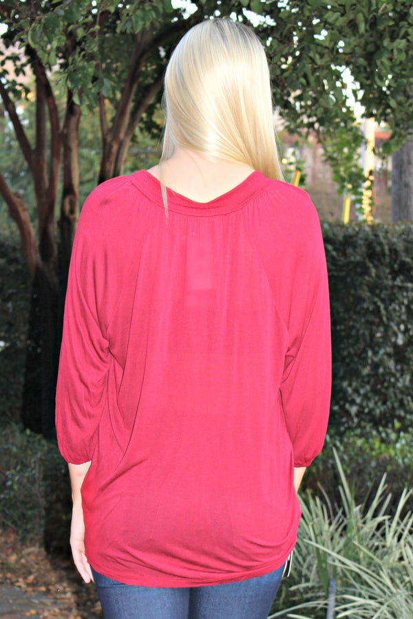 Kensie: Riley Top, Burgundy - Elise