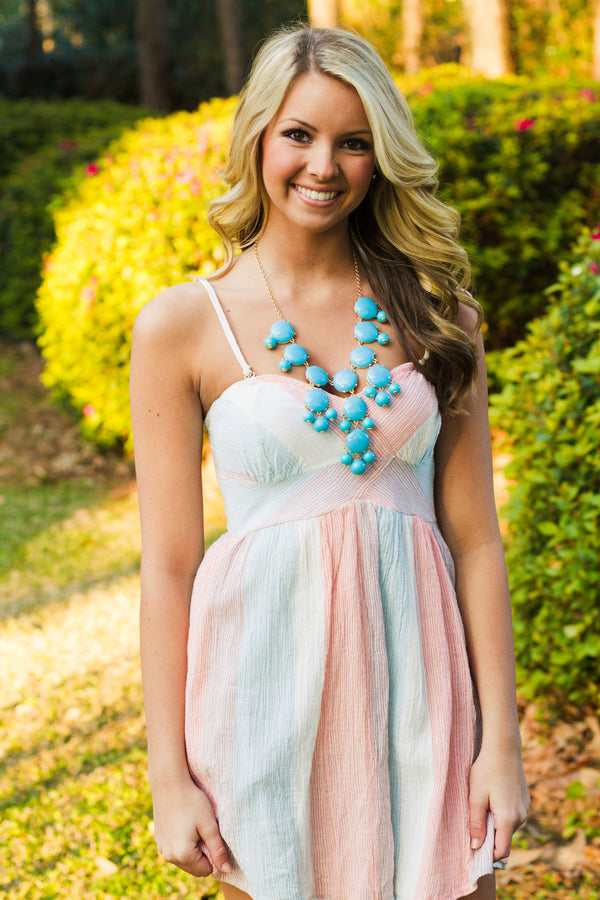 Free People: Joni Dress, Pink/Blue - Elise